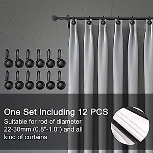 Shower Curtain Hooks Set of 12, Rust Proof Black Shower Curtain Hooks for Bathroom