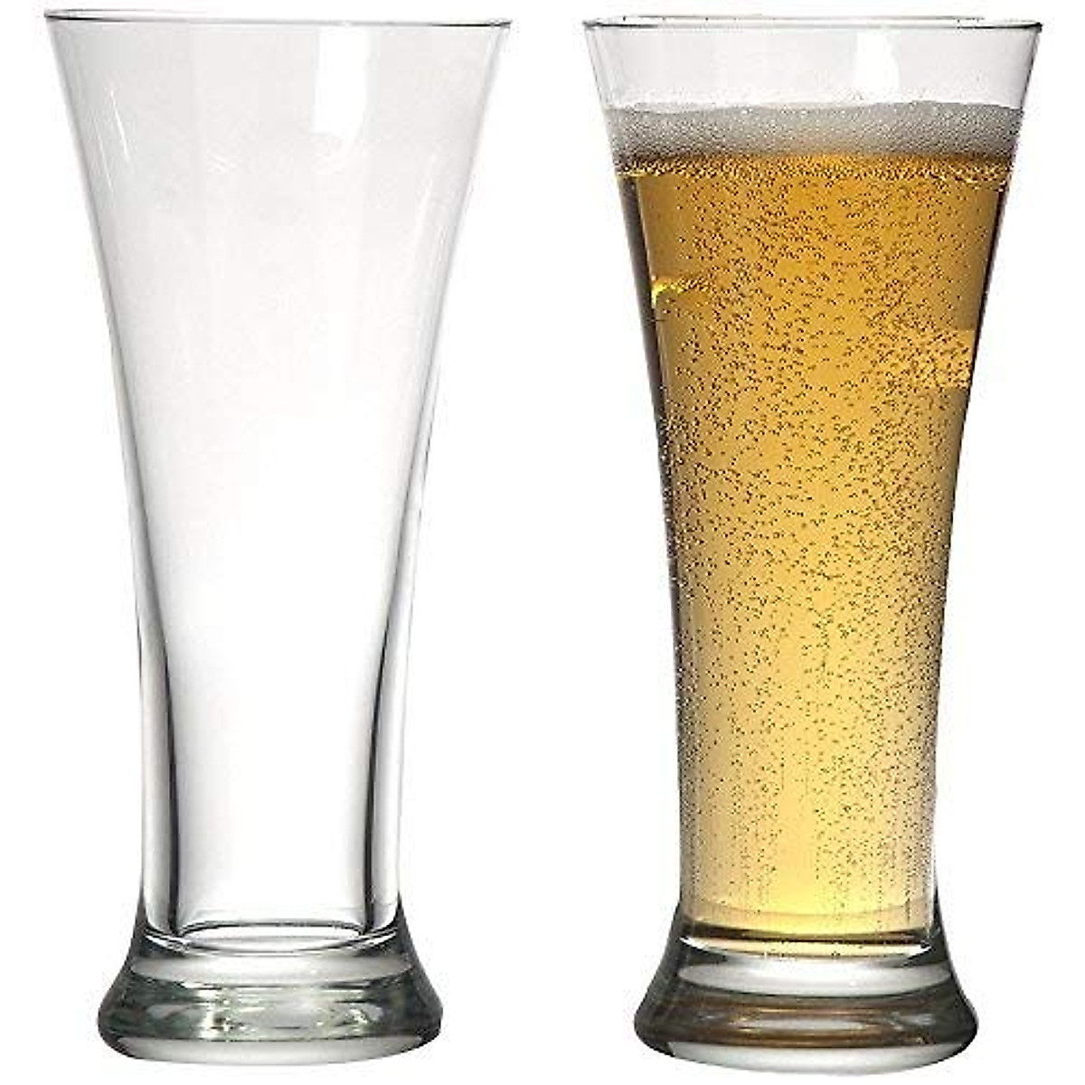 Circleware Quench Beer Drinking Glasses, Set of 4, Home & Kitchen Entertainment Dinnerware Highball Glassware for Water, Wine, Juice and Best Bar Liquor Dining Decor Beverage, 11.8 oz, Clear