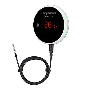 WiFi Temperature Monitor Smart Thermometer: WiFi Temperature Sensor with 1M Waterproof External Probe, App Alert & Buzzer Alarm, Digital Remote Temperature Gauge for Refrigerator, Fish Tank, Pet