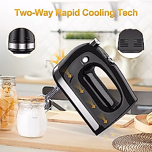 Hand Mixer Electric, 400W Food Mixer 5 Speed Handheld Mixer, 5 Stainless Steel Accessories, Storage Box, Kitchen Mixer with Cord for Cream, Cookies, Dishwasher Safe, Black