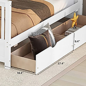 Merax Twin-Over-Full Bunk Bed with Ladders and Two Storage Drawers,White