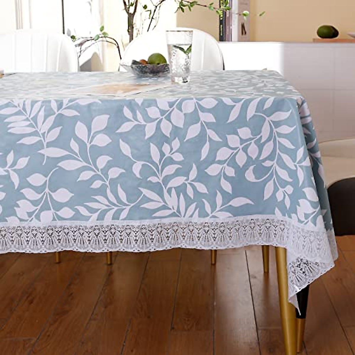 Vinyl Flannel Backing Tablecloth Waterproof Oil-Proof PVC Table Cloth Stain-Resistant Wipeable Table Cover (60X102 Inch, GD1675)