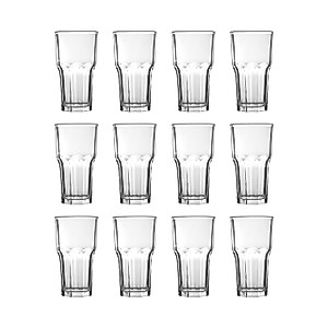 Fortessa Basics Chez Bistro Everyday 12 Pack Set Glassware Kitchen and Barware Great for: Beer, Cocktails, Water, Juice, Iced Tea, Soft Drinks., Cooler Glass, 16 Ounce