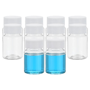 PATIKIL 10 Pcs 50ml Reagent Bottles, PET Wide Mouth Round Bottles with Screw Cap for Lab Water Reagent Liquids Solid Sample Storage Seal, Transparent