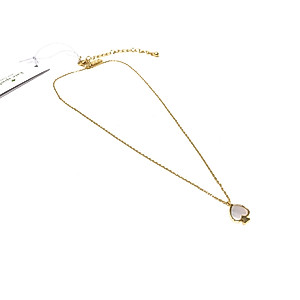 Kate Spade New York Signature Spade Mother of Pearl Gold Plated Mini Charm Pendant Necklace Cream