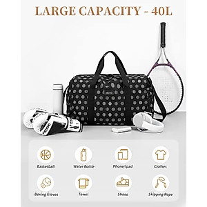 Marvolia Small Gym Bag for Women - Duffle Bag for Travel Weekender Bag with Shoe Compartment Carry on Bag for Women - Black