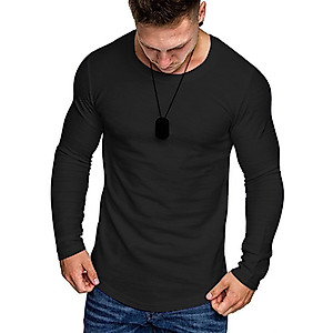 COOFANDY Men 2 Pack Fitted Muscle T Shirt Gym Workout Athletic Long Sleeves Tee Black/White