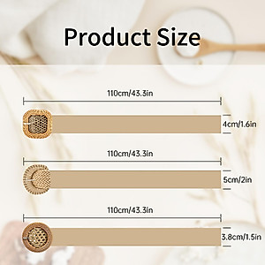 SeptCity Woven Belts for Women, Boho Women's Belts for Dresses and Jeans, Rattan Belts Gift for Birthday Christmas Mother's Day (Cream with D Ring)