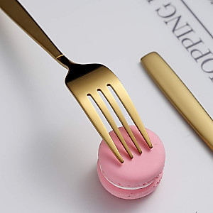 Berglander Gold Dinner Forks of 12, Stainless Steel Titanium Golden Plating Fork Set, Forks And Spoons Silverware, Spoons And Forks Set