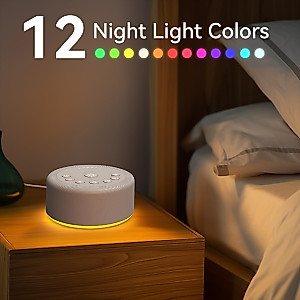 Sleep Sound Machine White Noise Machine 30 Non Looping Sounds 12 Night Light Colors 5 Timers 36 Adjustable Volume Memory Function Brown Noise Sounds Machine for Baby Kids Adult & Home Office Travel