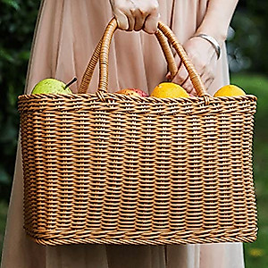 VOSAREA Plastic Organizer Storage Baskets with Handles Woven Storage Basket Grocery Shopping Basket Carry Shower Bins for Fruit Vegetables Toy Organization