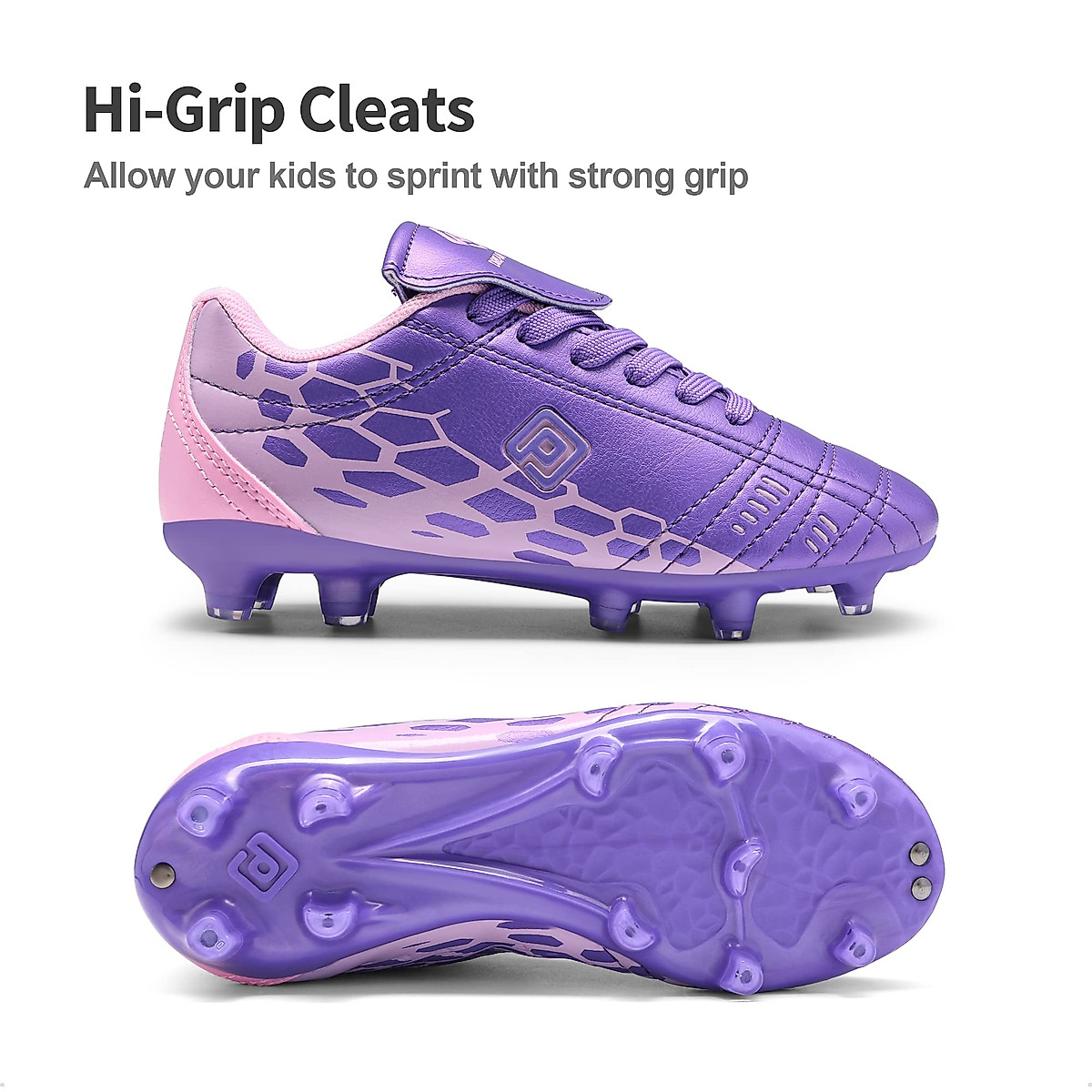 DREAM PAIRS Boys Girls Soccer Football Cleats Shoes Light Purple Pink Size 12 Little Kid Superflight-3k