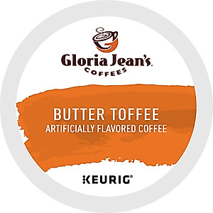 Gloria Jean's Coffees Butter Toffee, Single-Serve Keurig K-Cup Pods, Flavored Medium Roast Coffee, 96 Count, 24 Count (Pack of 4)