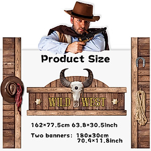 Chunnin West Cowboy Party Door Decoration Wild West Party Decoration Cowboy Door Banner Hanging Supplies Western Themed Saloon Banner for Western Rustic Bar Photo Booth Props Favor