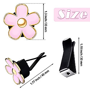 6 Pcs Daisy Flower Air Vent Clip Air Conditioning Outlet Clip Car Air Freshener Clip Charm Car Inter Decor Accessories (Red, Pink, White,3 cm, 3.3 cm)