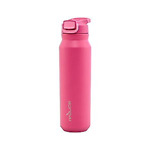 REDUCE 32 oz Hydrate Pro Stainless Steel Insulated Water Bottle - Flip Top Leak-Proof Lid, Dishwasher Safe, BPA-Free, Dual Wall Vacuum, Keeps Drinks Cold for 48 Hrs, Cup Holder Friendly - Sangria