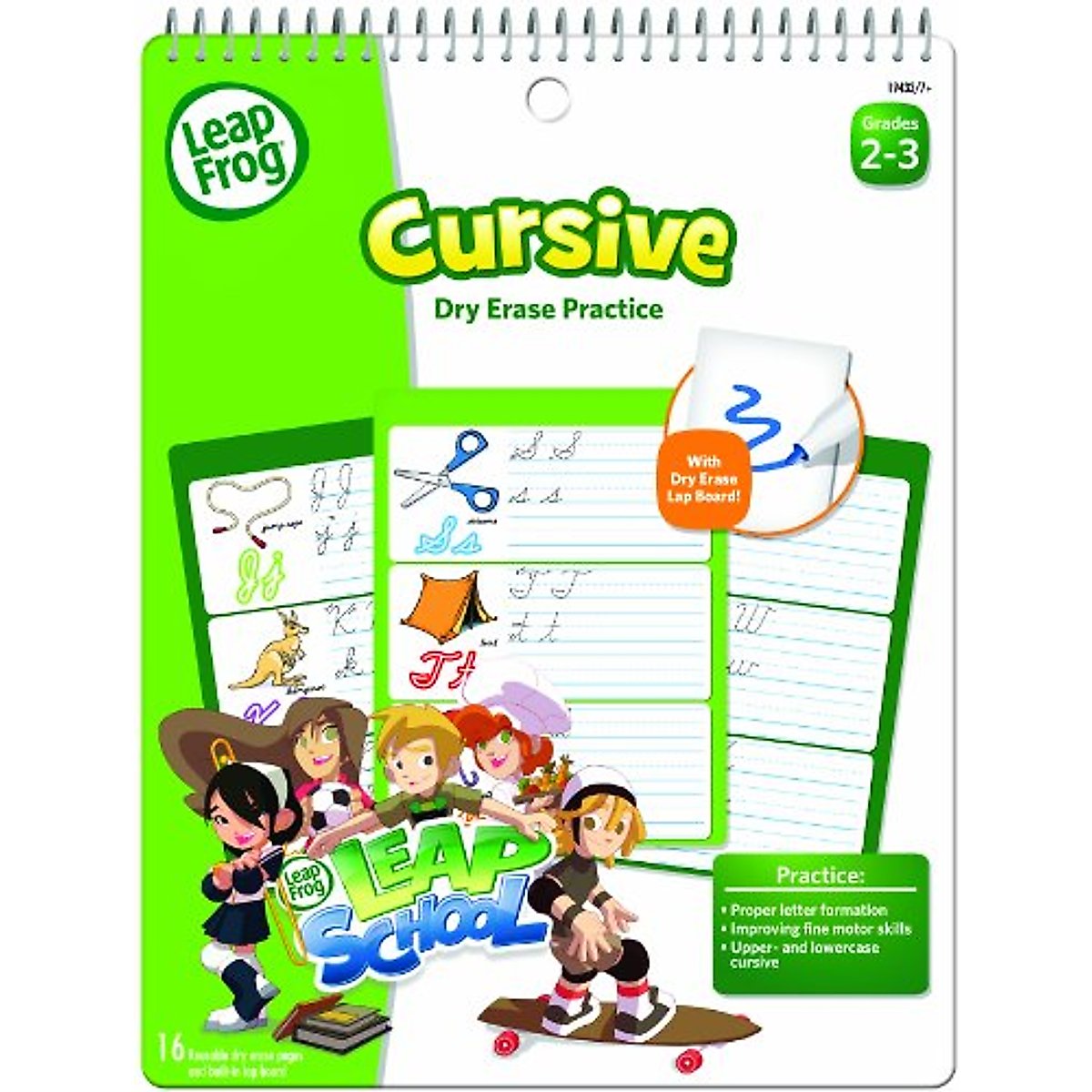 LeapFrog LeapSchool Cursive Dry Erase Practice Workbook for Grades 2-3 with 16 Flexible Pages (19433)