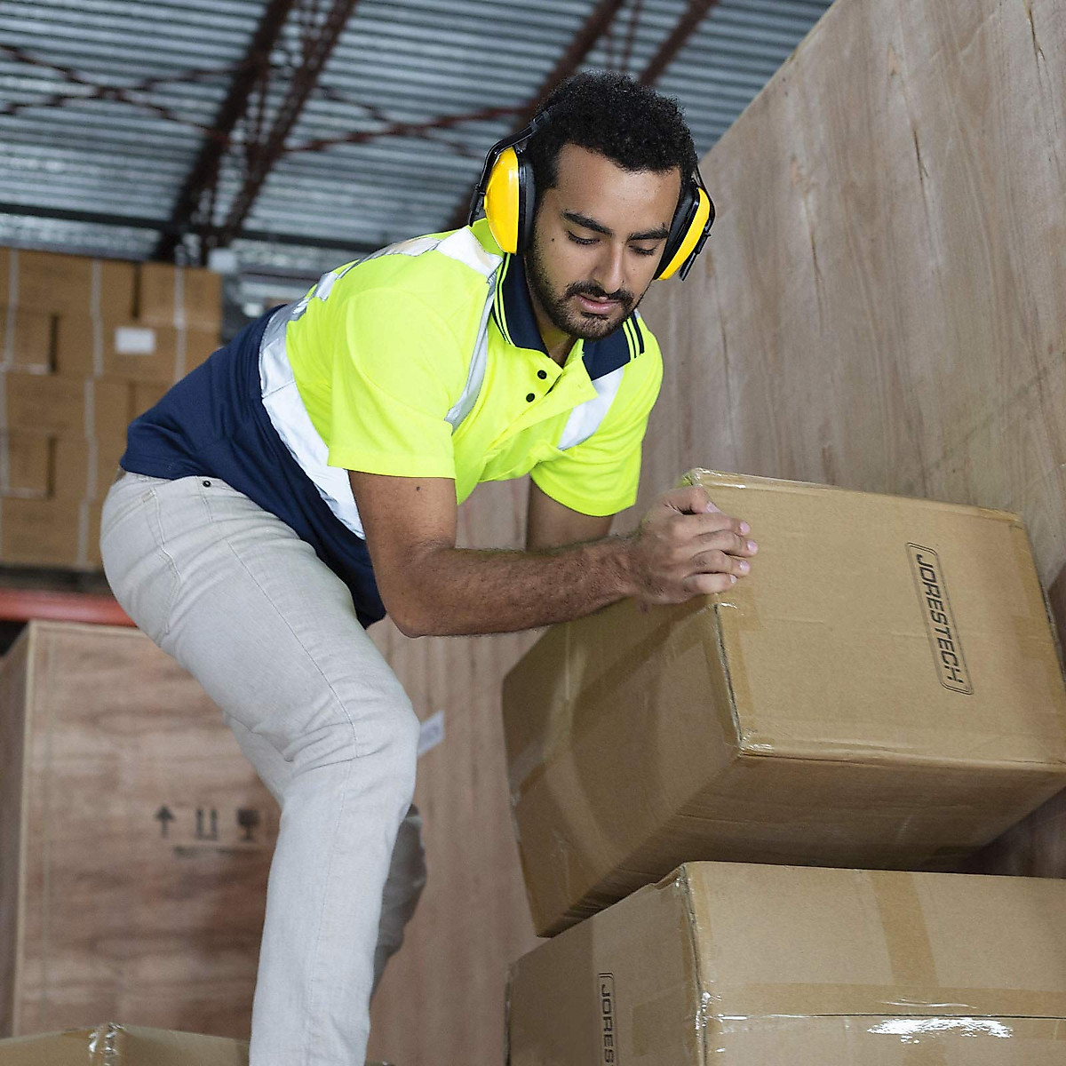 JORESTECH Safety Earmuffs Yellow Hearing and Ear Sound Suppression Adjustable Headband Lightweight Protection for Construction Sleeping Studying NRR 23dB EM-503