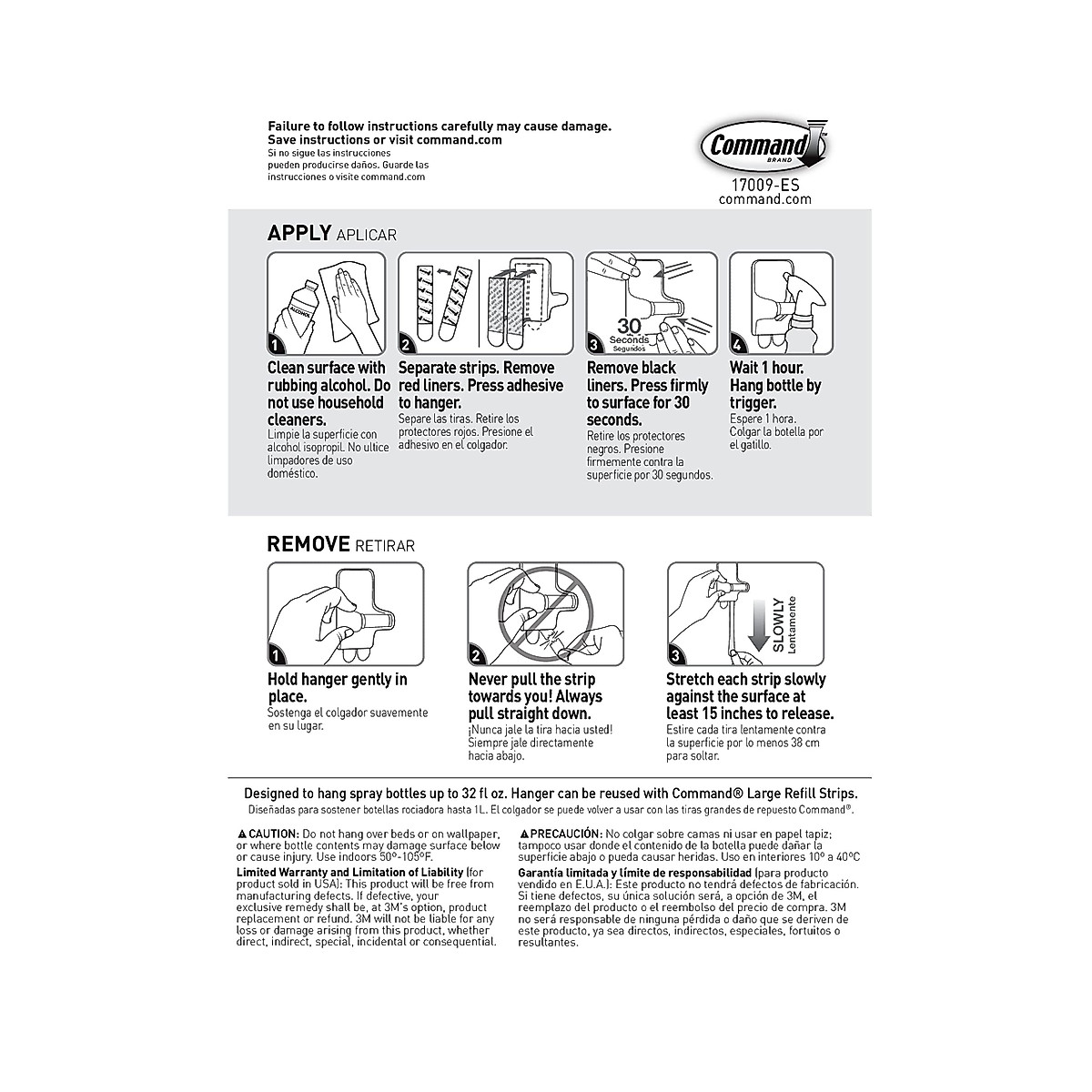 Command Spray Bottle Hanger with 2-Strips, 2-Pack, Organize Damage-Free