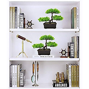 Rozwkeo Artificial Bonsai Tree, Small Pine, 11.4x8.6in, Plastic, Green, Decor, All Seasons, Pot