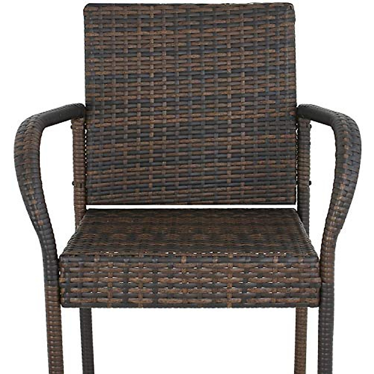 Oteymart Set of 2 Outdoor Wicker Rattan Bar Stool with Armrest Footrest Outdoor Patio Furniture Barstool Chairs All Weather UV Resistant Club Chair Patio Dining Chairs, Brown