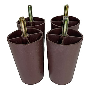 ProFurnitureParts 3.5" Inch Brown Round Tapered Plastic Sofa Couch Chair Legs Set of 4 (3.5)