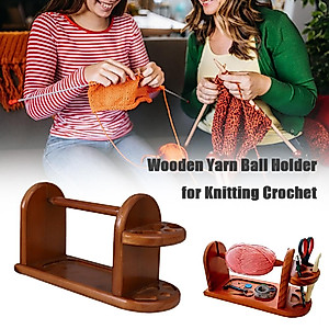 GEKUPEM Wooden Yarn Holder for Knitting Crochet, Yarn Rack Stand with Slots, Yarn Storage Organizer, Stable Yarn Ball Dispenser, Wood Yarn Spinner Holder for Crochet, Gift for Knitting Lovers