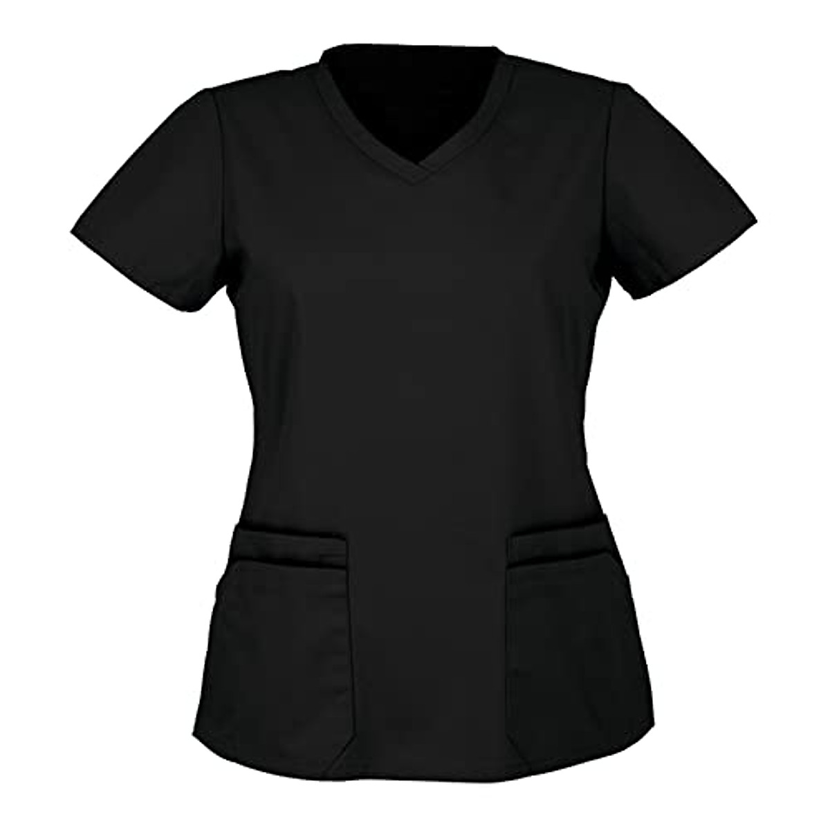 Scrubs for Women,2023 Causal V Neck Short Sleeve Medical Top Lightweight Nursing Uniform Solid Stretch Soft Wrinkle Free Workwear Multiple Pockets Jogger Shirt Athletic Tee(A-Black,S)