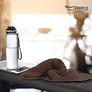 KEEPOZ [24 Pack Wash Cloths Set (12 x 12 Inches) | 100% Cotton Ring Spun Cotton | Soft and Fluffy | Highly Absorbent Fade Resistant Essential Washcloths for Bathroom, Gym, Spa and Face Towel (Brown)