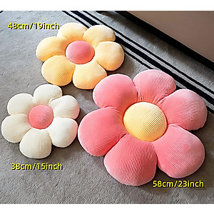 LEHU Flower Pillow, Flower Shaped Seating Cushion -Cute Daisy Pillow for Girls Tweens Room Decor Flowe Floor Pillow for Reading and Lounging Comfy (Pink petals-23'')