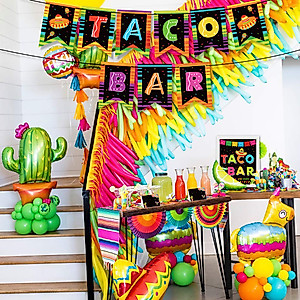 Taco Bar Decoration Kit, Mexican Fiesta Party Decorations Taco Bar Banner Sign Tent Garland for Cinco De Mayo Fiesta Mexican Theme Party Bachelorette Bridal Shower Wedding Birthday Taco Party Supplies