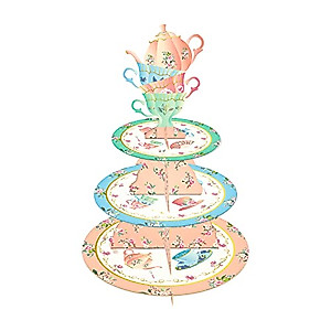 CC HOME Tea Party Cupcake Stand 3 Tier Tea Party Party Supplies Cake Stand for Kids Birthday Party Decorations Tea Party Theme Party Baby Shower Birthday Party Supplies