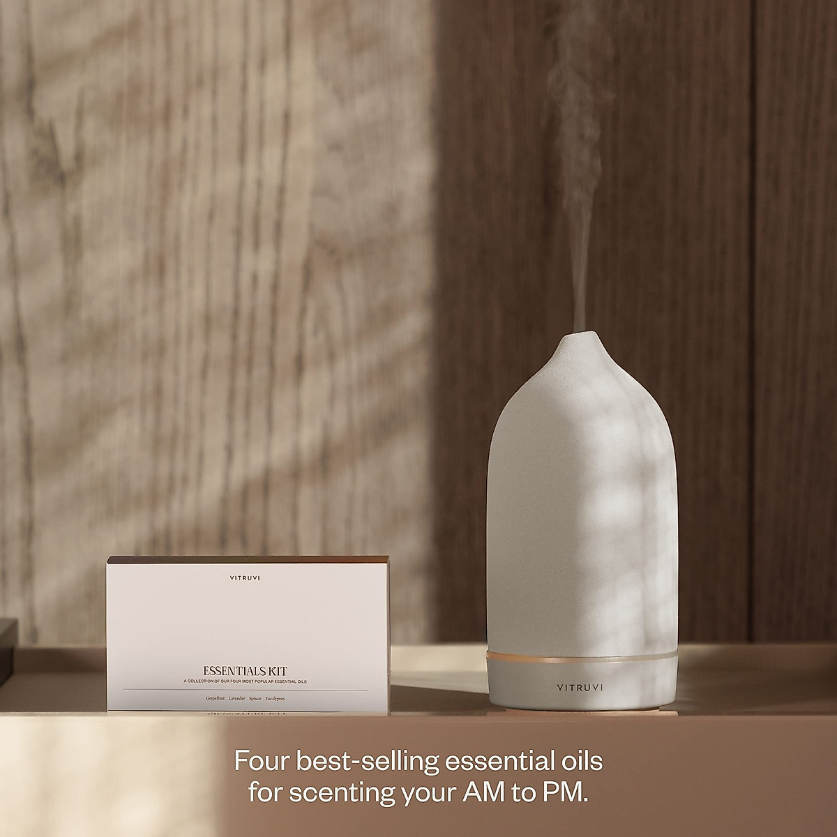 Vitruvi Essentials Kit, Essential Oil Starter Kit, 100% Pure Lavender, Eucalyptus, Grapefruit, Spruce, Essential Oil Set | Essential Oils for Diffusers Aromatherapy 4X 10ml (0.3 fl.oz), 4 Count