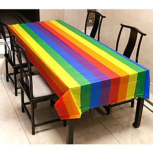 RCFFDL Pride Rainbow Tablecloth, 2 Pack Disposable Table Covers, 54" x 108" Plastic Table Cloth for Rectangle Tables for Wedding, Party, Banquet, Burgunday