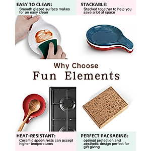 FE FUN ELEMENTS SpoonHolder, Ceramic Spoon Rest for Kitchen Countertop, Large Lace Embossed Kitchen Spoon Rest for Stovetop, Ceramic Spoon Rest for Kitchen Countertop, 5.5inch Utensil Tray (White)