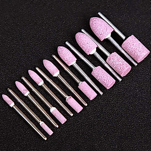 Oudtinx 10 Pcs 1/8 Shank Abrasive Mounted Stone Rotary Tool Grinding Wheels Bit Set for Dremel
