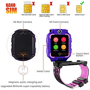 OKYUK 4G Kids Watch Phone T10, Funny 360° Rotation Screen Dual Camera Smart Watch for Boys Girls, IP67 Waterproof, 2-Way Calls, GPS, SOS, Video Calls, Remote Control, Pedometer Smartwatch (Purple)