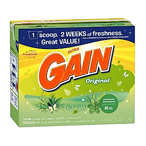 Gain Powder Laundry Detergent 40 Loads, Original, 45 Ounce (Pack of 2)