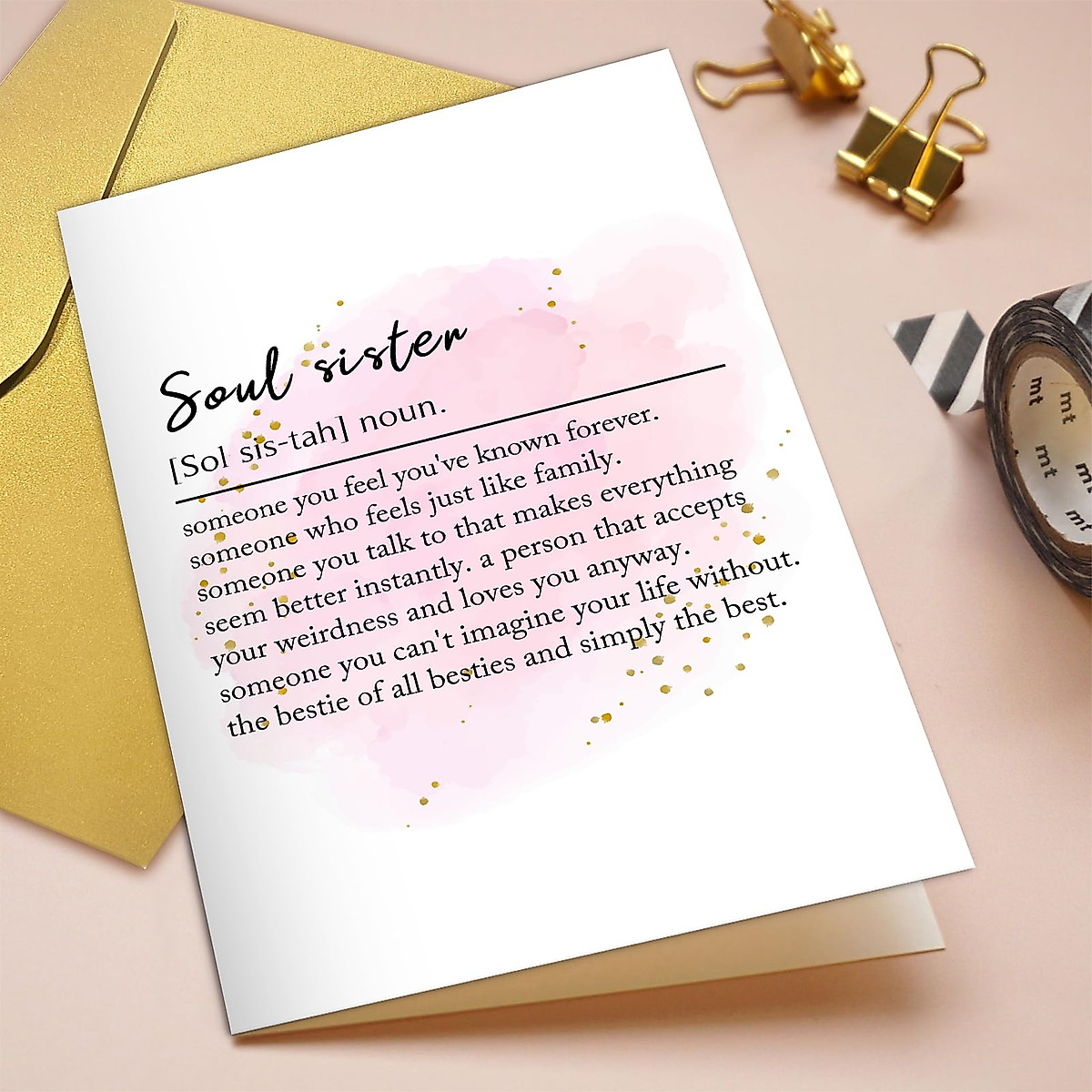 Qiliji Soul Sister Definition Birthday Card, Bestie Birthday Card Gift, Funny Birthday Card for Best Friend, Friendship Birthday Card
