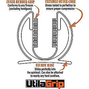 QuiverGrip UtilaGrip Single Shotgun & Rifle Gun Rack - Gun Rack - Wall Mount - Wall Organizer - Weapons Rack - Adjustable Firearm Storage - Wall Mounted Gun Holder