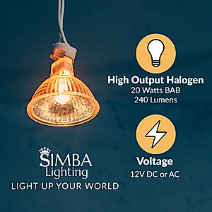 Simba Lighting Halogen MR16 20W 12V Light Bulbs (10 Pack) for Landscape, Track Lights, Fiber Optics, Desk Lamps, BAB C Spotlights with Glass Cover, GU5.3 Bi Pin Base, 2700K Warm White Dimmable