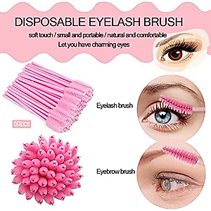 55 PCS lash Fan Dryer for Eyelash Extensions,USB Air Conditioning Blower, Mini Mister for Lash Extensions, Adjustable 270 Degree Lash Mirror, 2 Lash Shampoo Brushes, 50 Eyelash Mascara Brush (Pink)