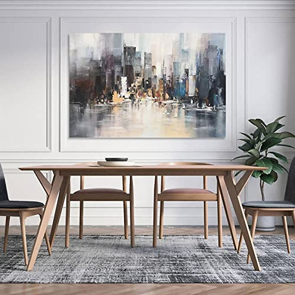 BGN 100% Hand Painted Oil Painting Abstract CityscapeHandmade Modern Acrylic Artwork Texture Painting Original Paintings Canvas Wall Art24x36inch(60x90cm)