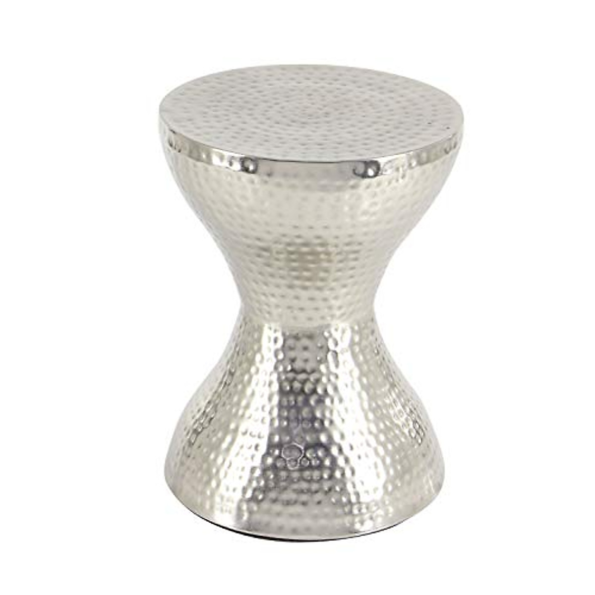 Deco 79 Metal Hammered Accent Table with Hourglass Shape, 14" x 14" x 18", Silver