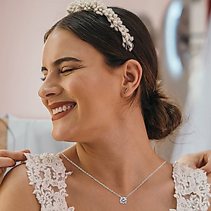 DHQH Bridesmaid Proposal Gifts CZ Tearsdrop Earrings Necklace Set Crystals Pendant Necklaces Jewelry Sets for Bridal Bridesmaids Prom Wedding