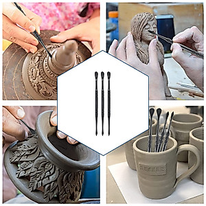 Suiwotin 3PCS Wax Carving Tools, Stainless Steel Wax Tool Carving Tool Kit, Double-Headed Sculpting Tool Spoon, Black