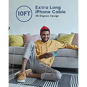 Apple Fast Charger [MFi Certified], 2Pack Apple Charger 10FT Long USB C to Lightning Cable (90 Degree) with 20W PD 3.0 USB C Wall Charger Fast Charging Block for iPhone 14 13 12 11 Pro Max XS XR, iPad