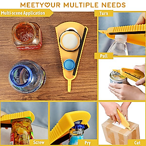 Jar Opener for Weak Hands Can Opener, Multi Function Beer Bottle Opener, Jar Opener for Seniors with Arthritis Handheld Wine Bottle Opener Under Cabinet Opener, Rubber Jar Gripper