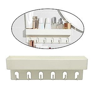 Bddalpke Bathroom Storage Shelf No Punching Towel Brush Wall Mounted Shower Basket Shower Caddy Basket for Bathroom Storage & Organization (White)