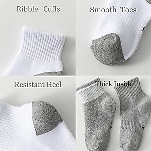 Marchare Boys Socks Kids Cushioned Crew Socks Girls Thick Cotton Athletic Running Socks White 6 Pack 7-10 Years